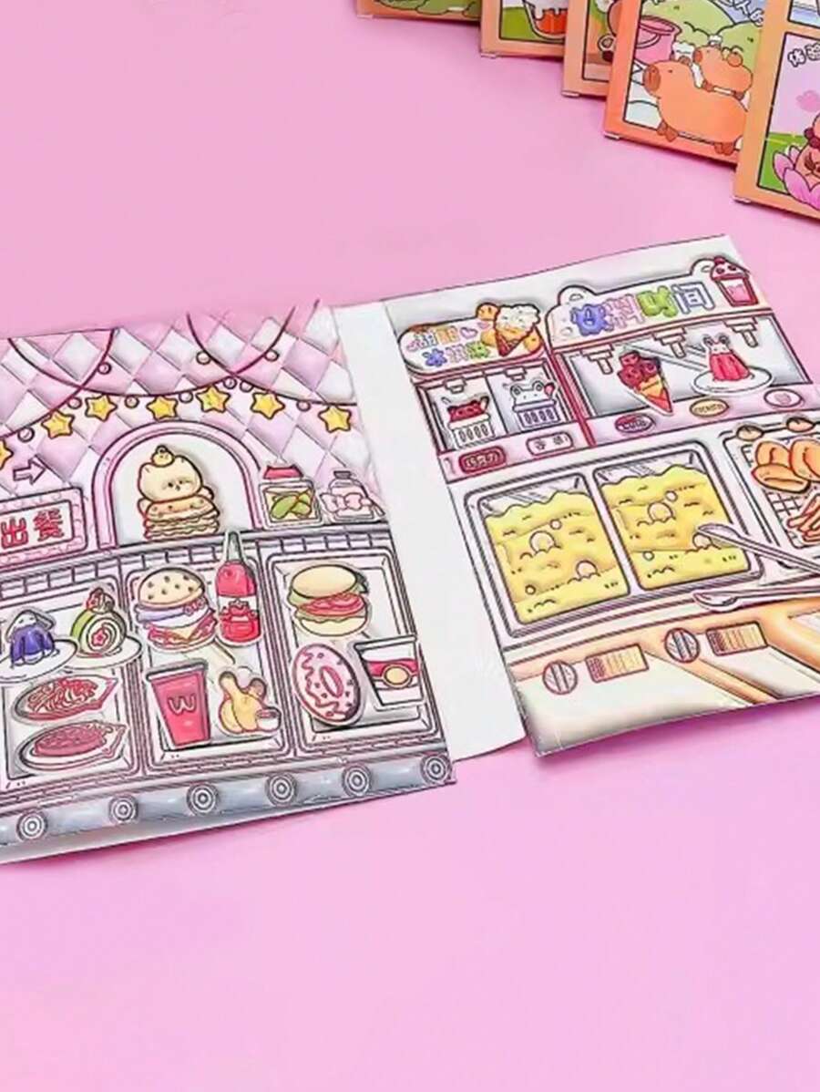 1pc Toy Kapibarasan Quiet Book Creative Hamburger Store DIY Children ...