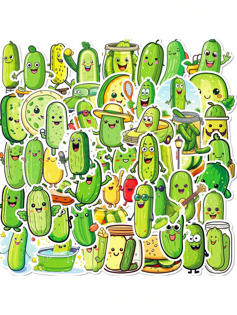 Finego 50Pcs Pickle Aesthetics Cartoon Stickers Pack,Halloween ...