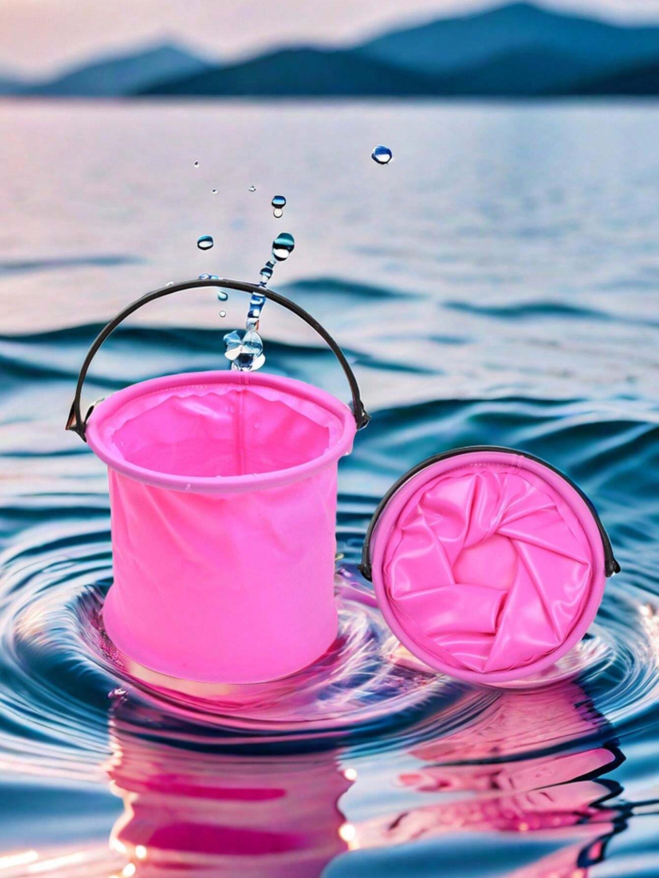 1 pieza de mini cubeta rosa para limpiar cepillos de pintura, portátil ...