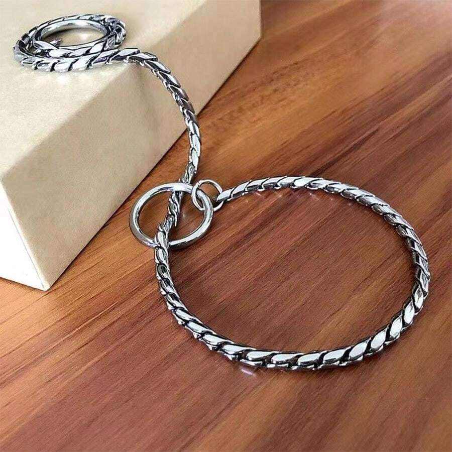 Stainless Steel Dog Choke Chain Collar, Metal Snake Chain For Puppies ...