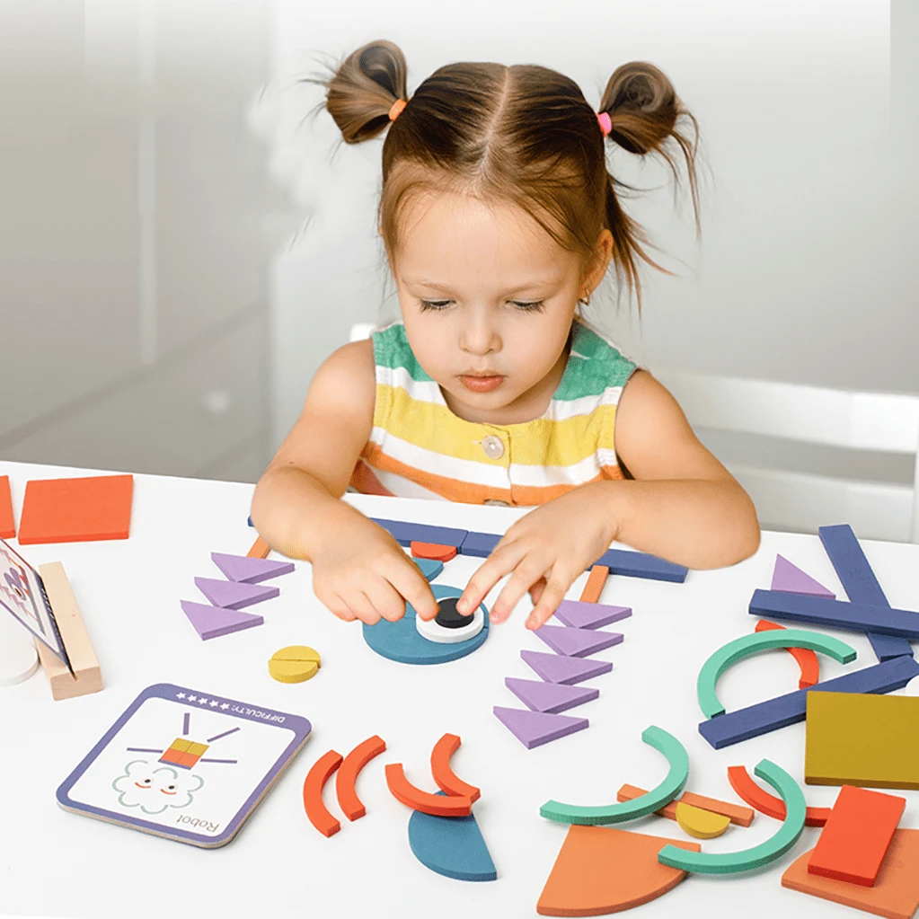 Children Wooden Early Education Puzzle Building Block Set Creative ...