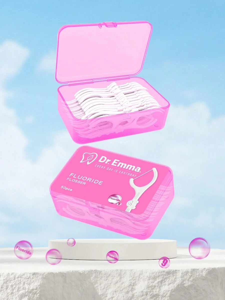 Dr. Emma 50pcs/Box FLUORIDE FLOSSER Bear Style Dental Floss Stick Deep ...