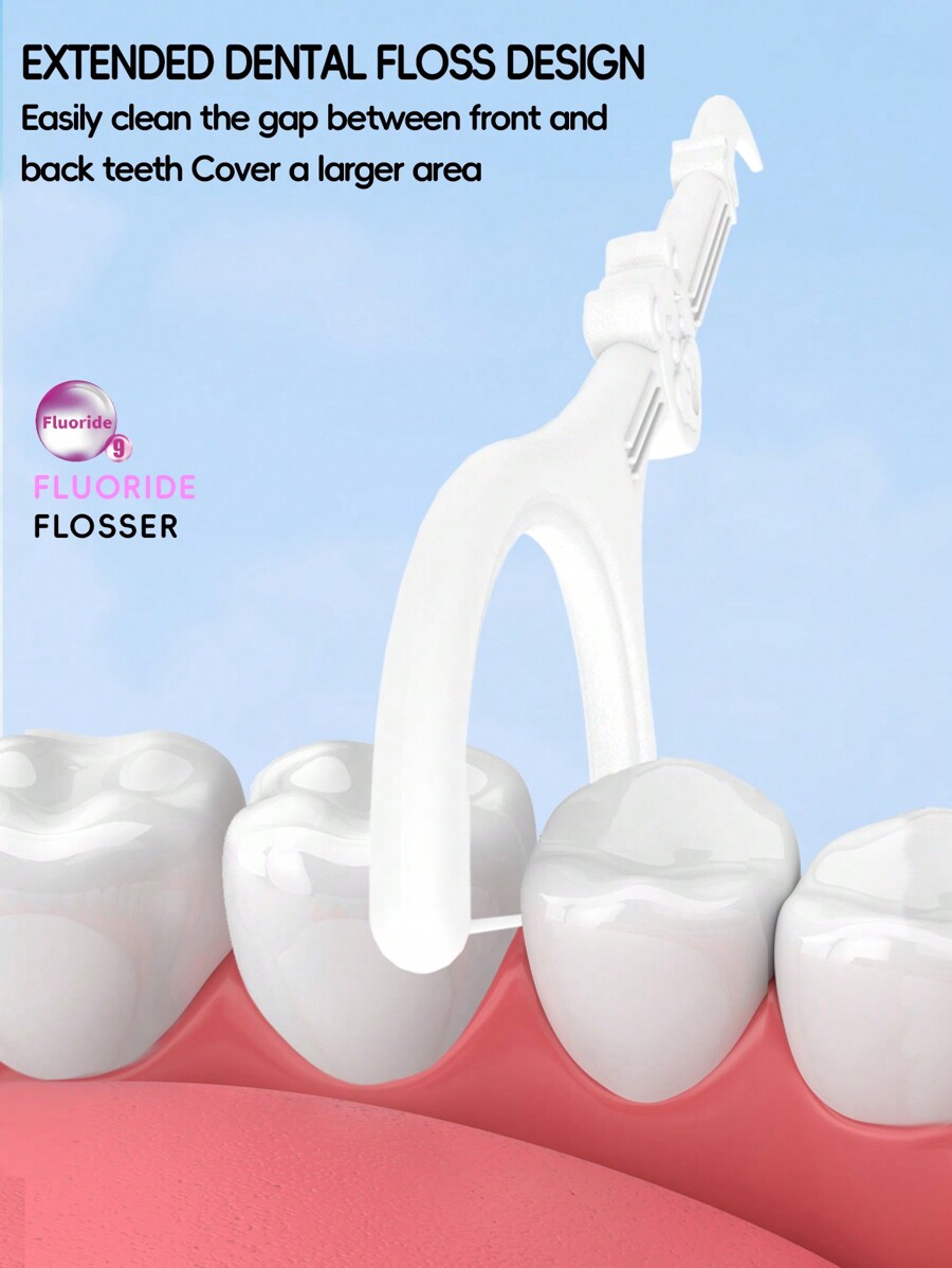 Dr. Emma 50pcs/Box FLUORIDE FLOSSER Bear Style Dental Floss Stick Deep ...