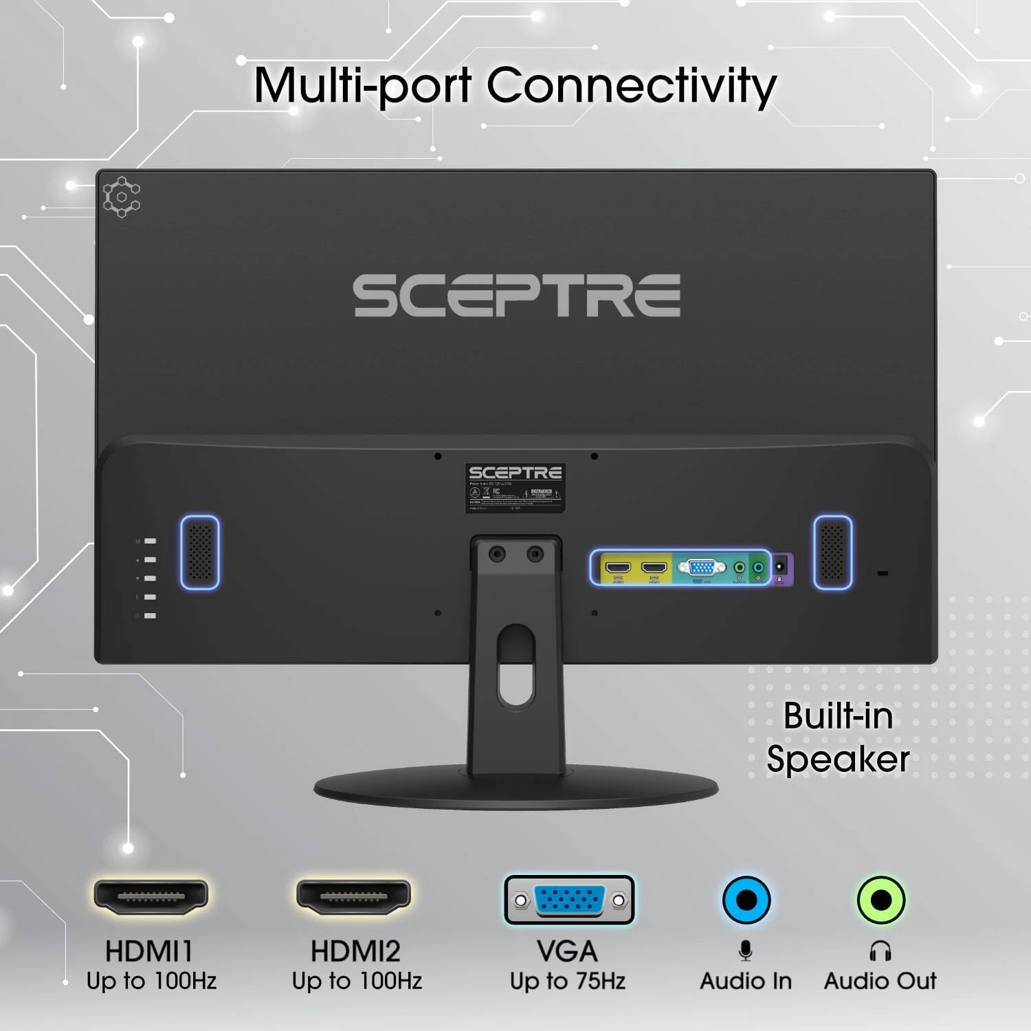 SCEPTRE 24" Computer Monitor Gaming Office 100Hz 1920x1080 1ms HDMI VGA Built-In Speakers Eye ...
