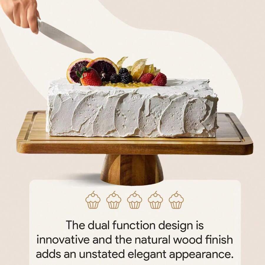 One Wooden Cake Display Plate Dessert Tray Pastry Stand Serving Platter ...