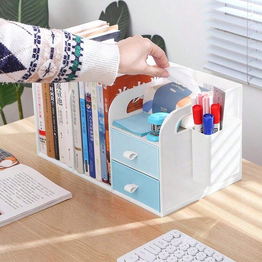 Desktop Organizer Shelf With Drawers For Students, Office Filing And ...