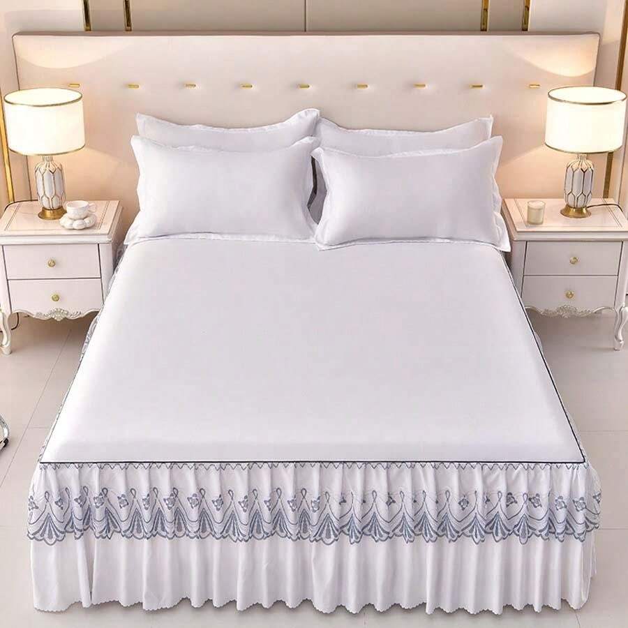 1pc Heavy Lace Pleated Bed Skirt, Suitable For All Seasons, Bedroom ...