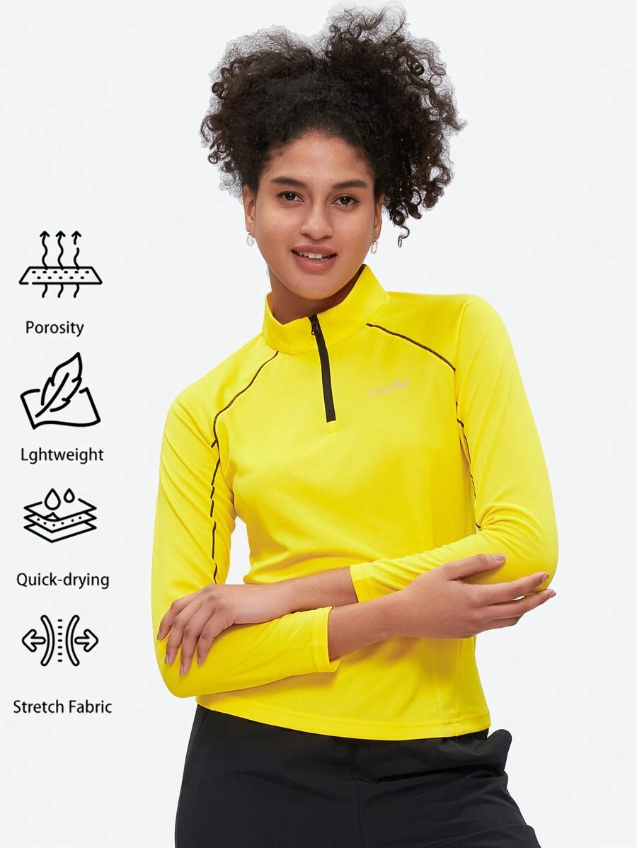 TECTOP Women Shirts Long Sleeve Quick Dry Raglan Short Sleeve 1/4 ZIP ...