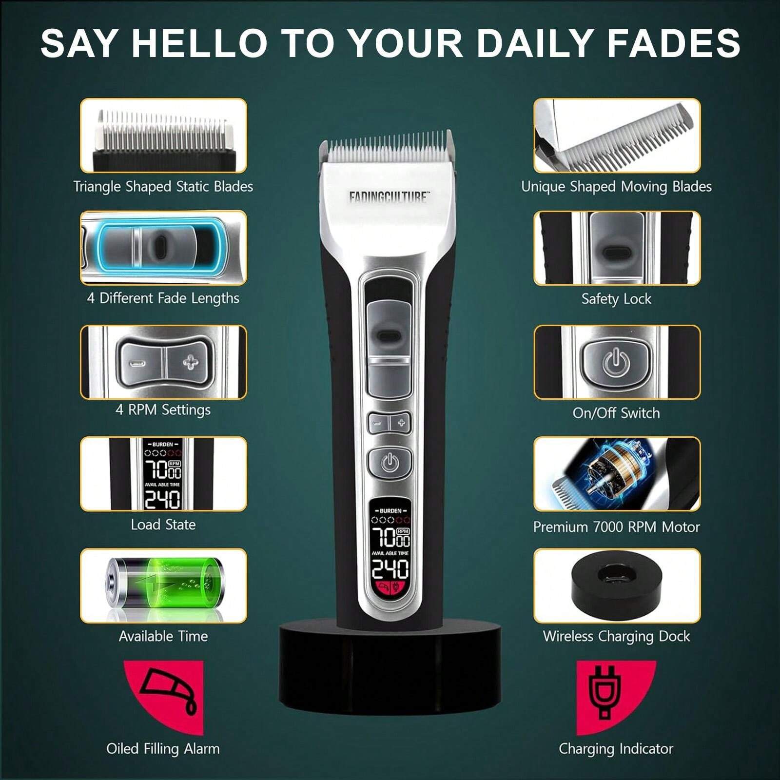 Empire Fading Culture Hair Clipper Rechargeable Battery Hair Trimmer ...