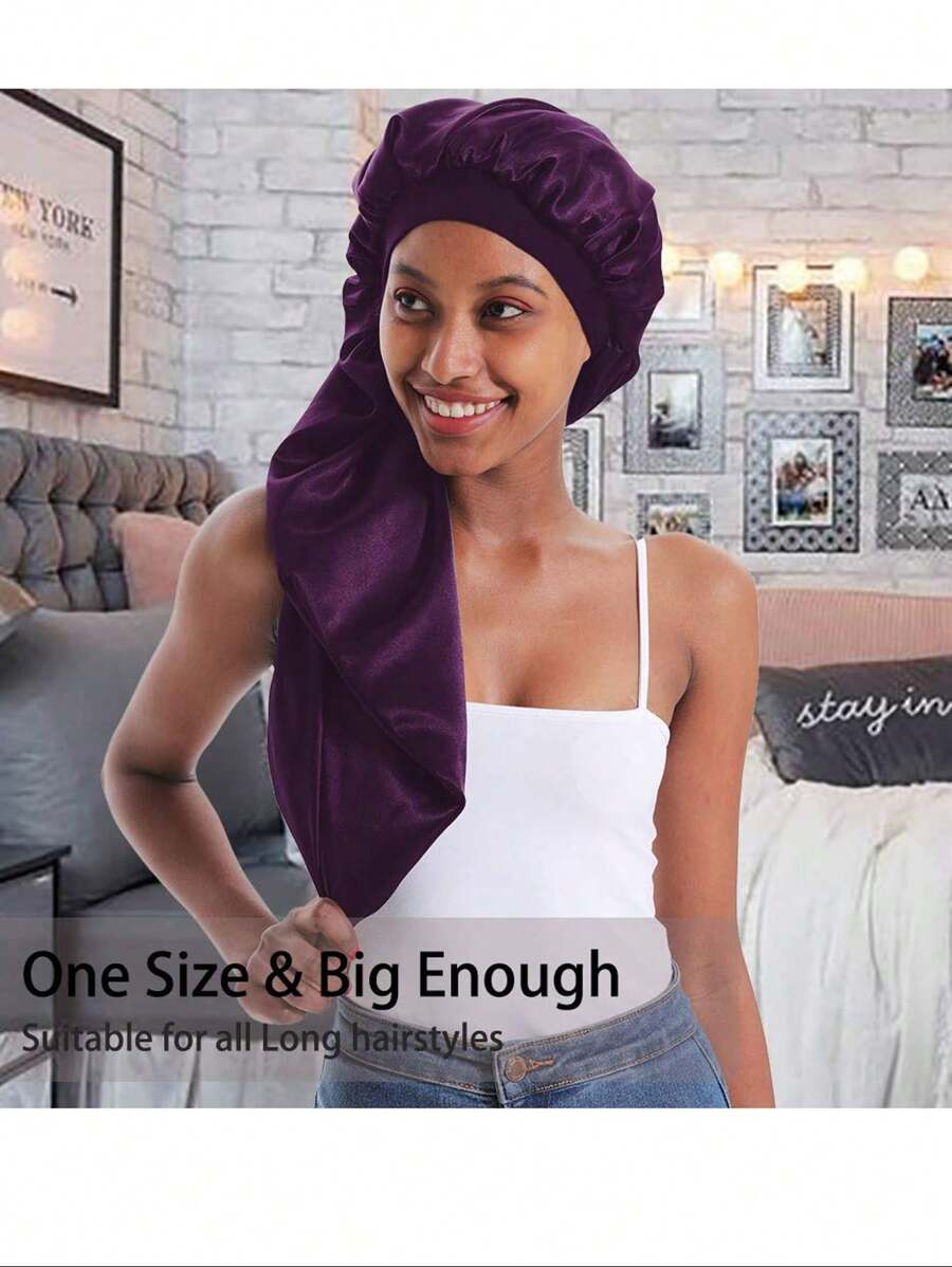 Long Satin Sleep Bonnet -Extra Large Night Cap For Women With Long ...