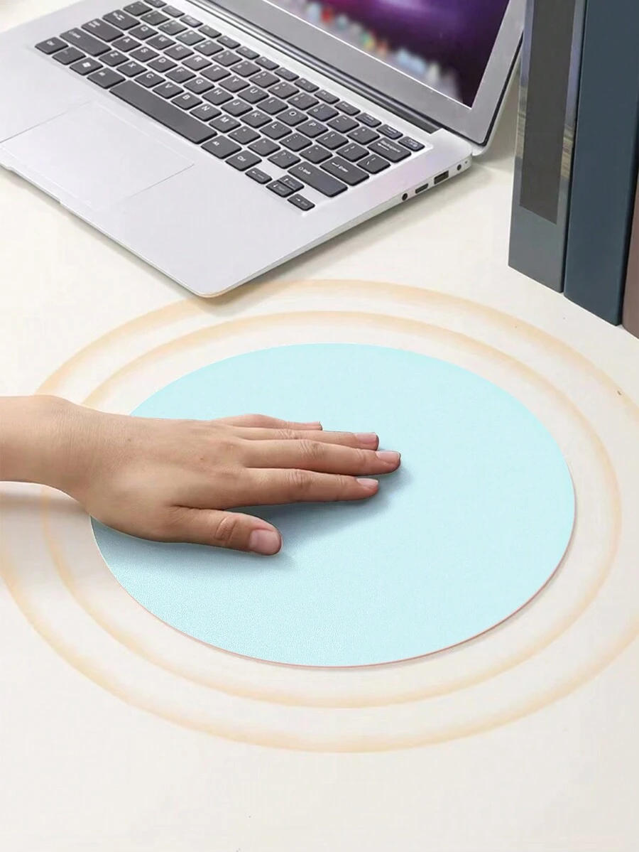 Waterproof Dual-Sided Solid Color Mouse Pad For Laptop, Round Leather ...