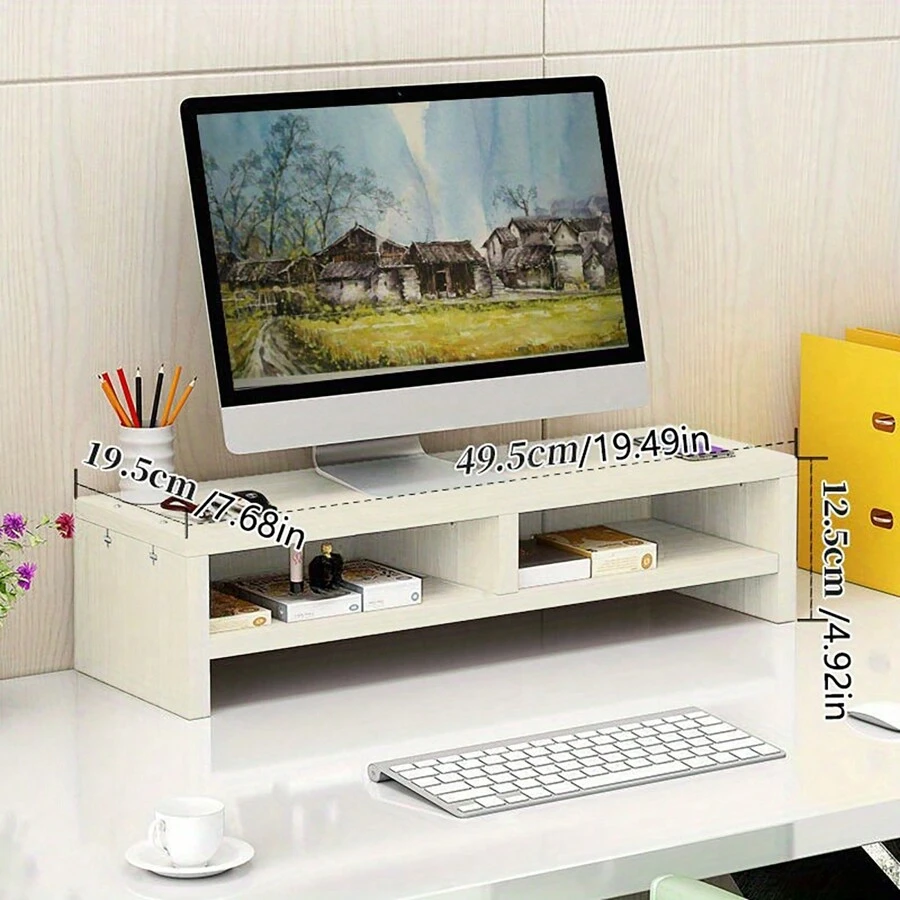 Computer Monitor Stand Riser Desk Organizer Keyboard Storage Shelf Tray ...