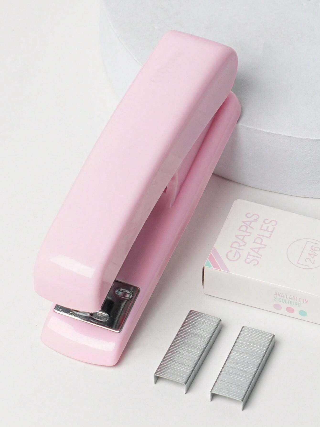 1 Set Pink Binding Set, Including 1 Stapler, 1 Pack Of Pizza Box Paper ...