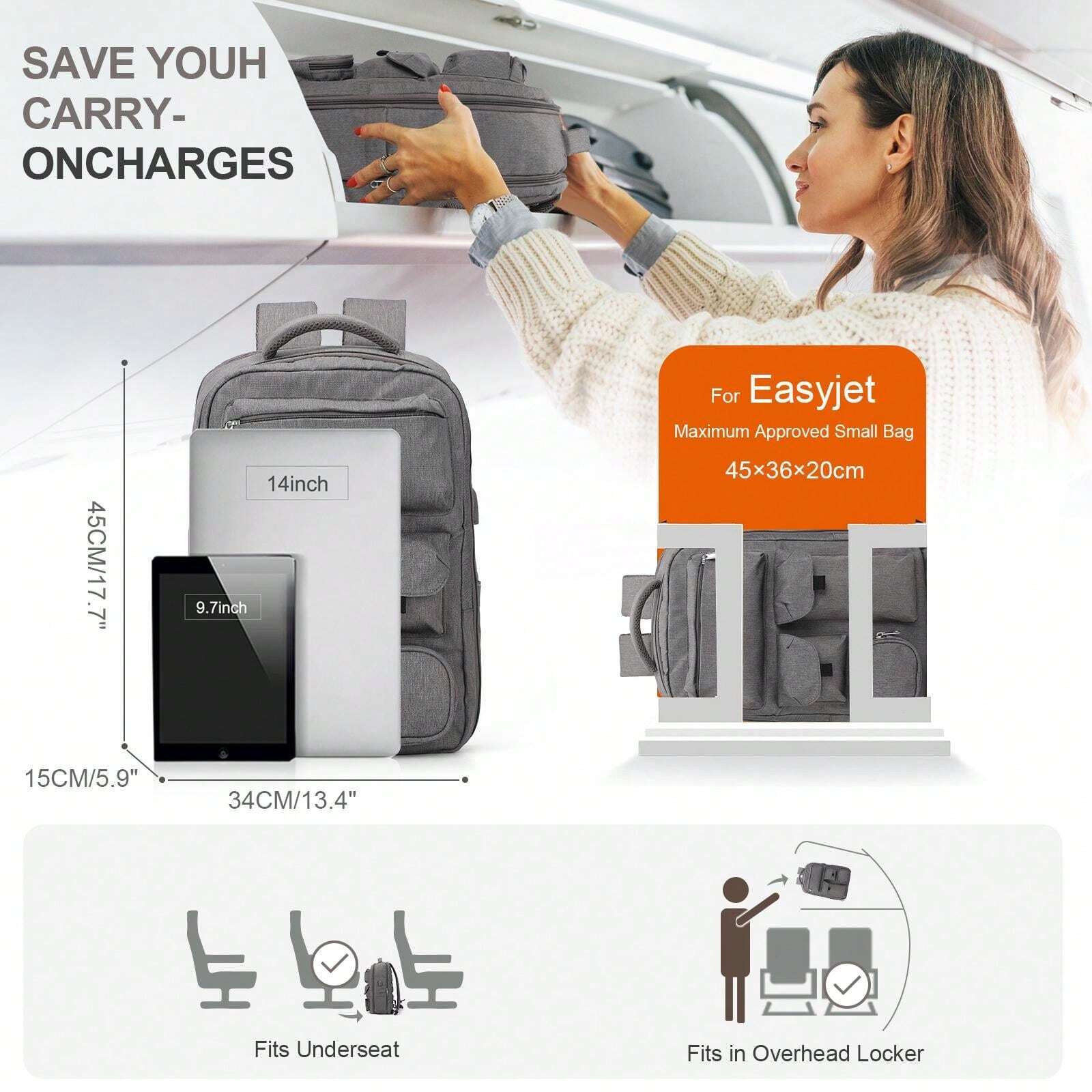 Fashion Large Capacity Oversized Rucksack Laptop Backpack Fit 15.6Inch ...