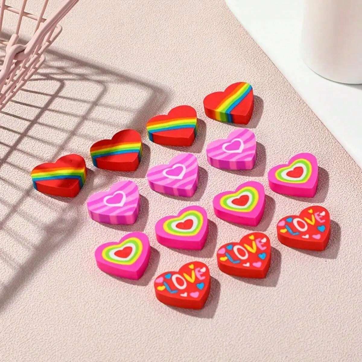 30 Pcs New Creative Colorful Heart Shaped Erasers, Gifts And Prizes For ...