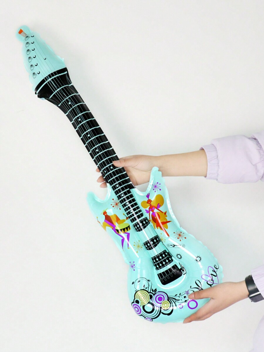 2pcs Rock Guitar Balloon Set, Includes Blue And Green Aluminum Foil ...