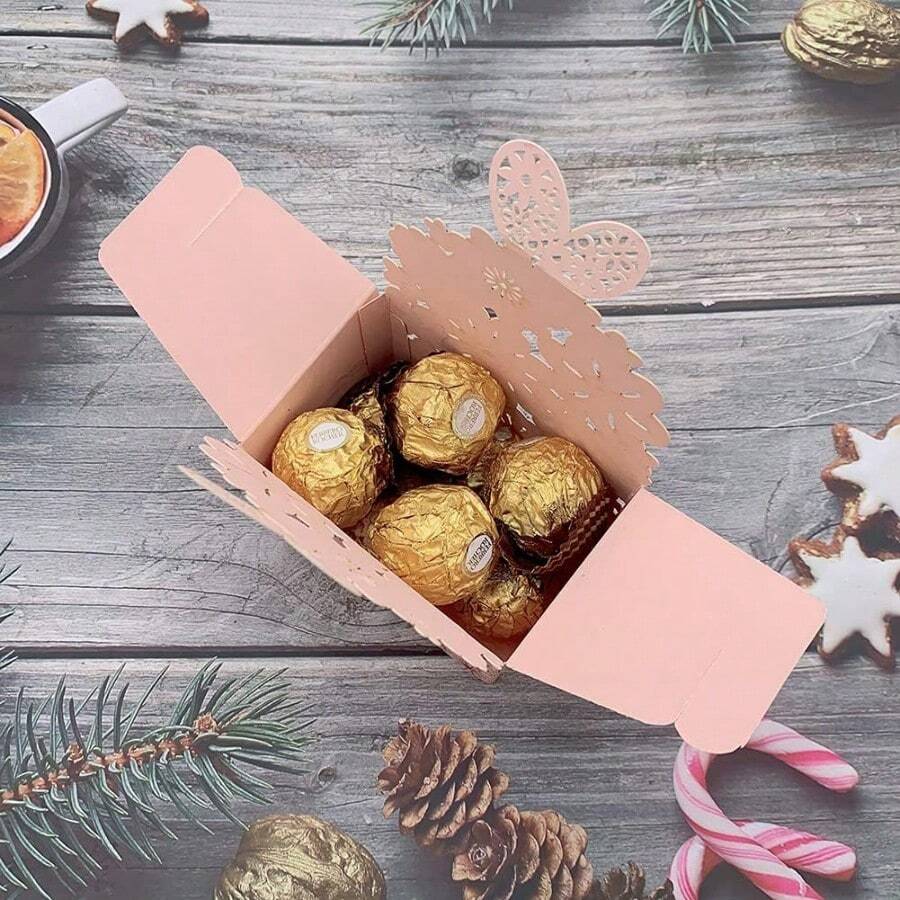 10 PCS Party Favor Boxes Flower Butterfly Candy Boxes Laser Cut Candy ...