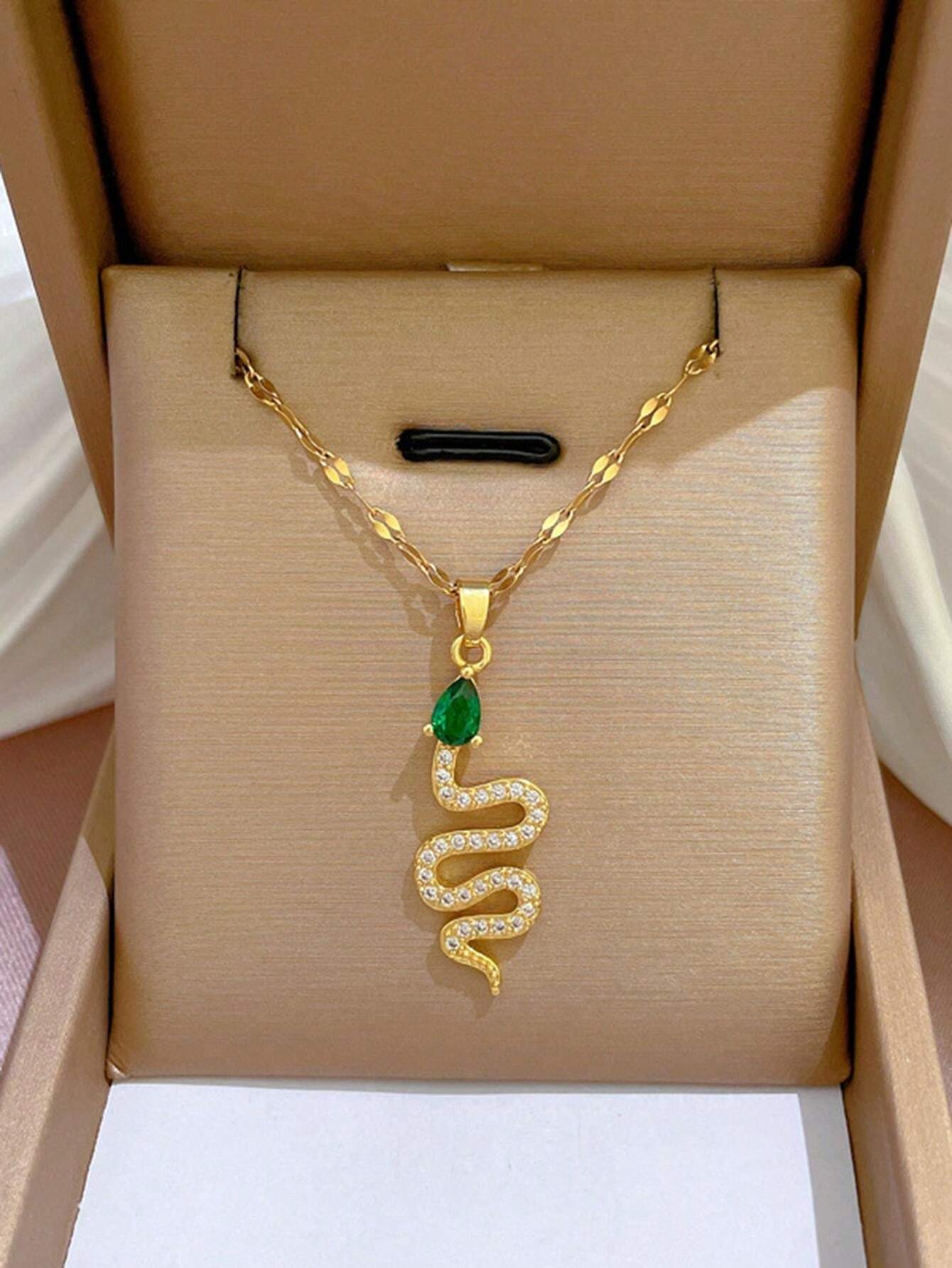 1 pezzo di collana pendente serpente di lusso in acciaio inossidabile ...