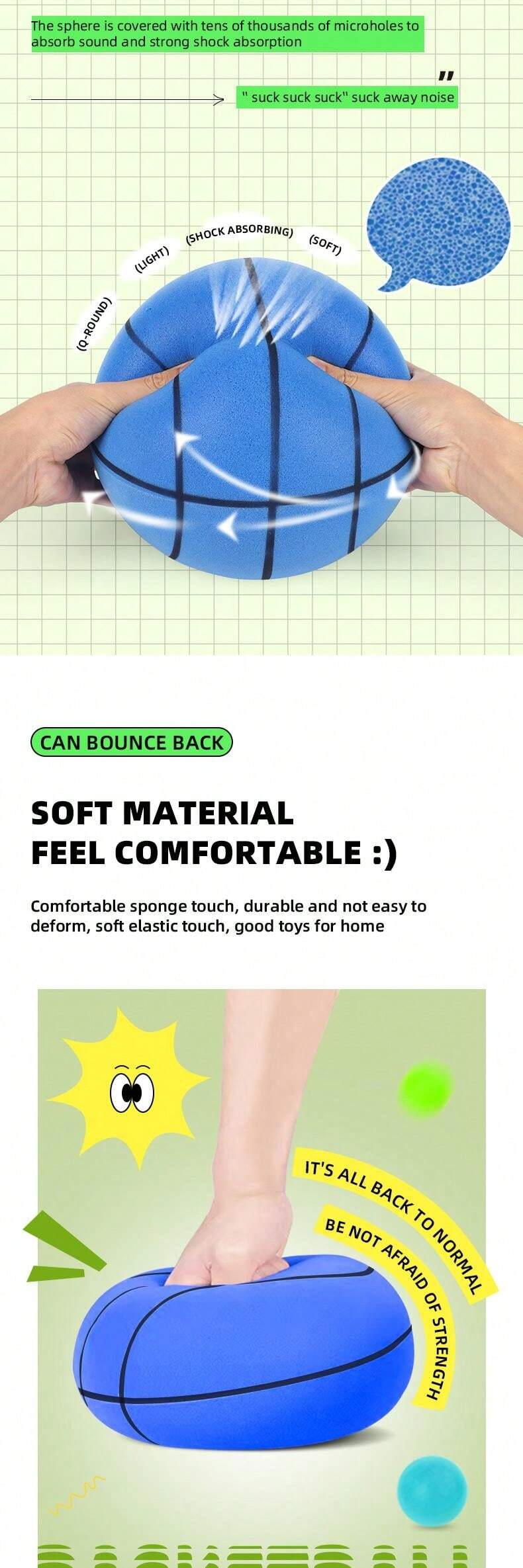 Silent Basketball High Bounce Quiet Indoor Foam Basketball Youth Indoor ...