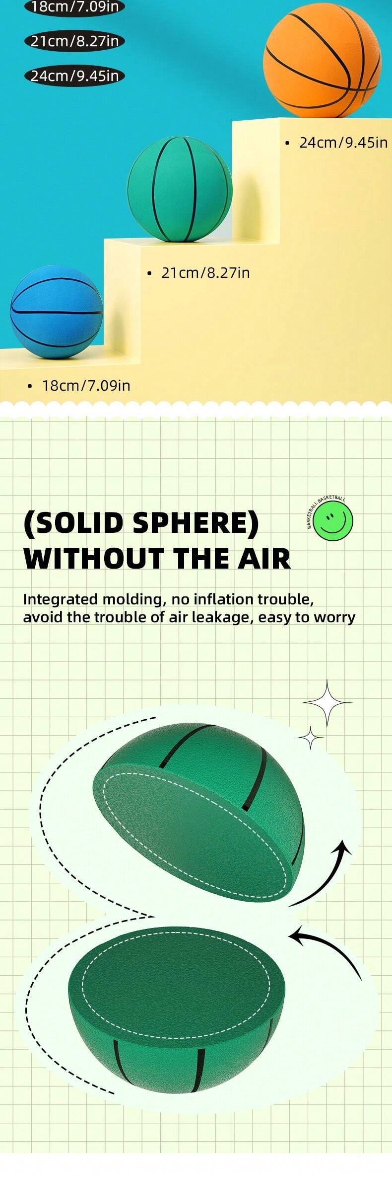 Silent Basketball High Bounce Quiet Indoor Foam Basketball Youth Indoor ...