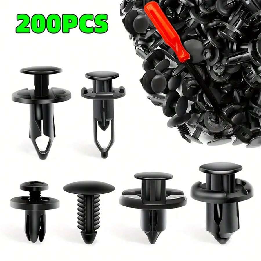 200pcs Mixed-Sized Car Universal Expansion Rivet Clips Fastener Clamp ...