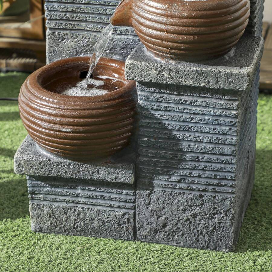 Outsunny Solar Powered Garden Water Feature With LED Lights And Pump, 4 ...