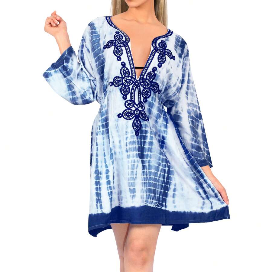 LA LEELA Women's Vacay Beachwear Beach Tie Dye Cover-Up For Womens ...