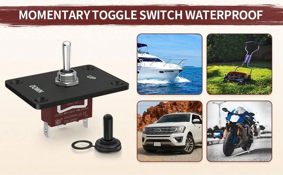 1Set Momentary Toggle Switch Waterproof 12V DC 30A SPDT 3 Way Toggle ...