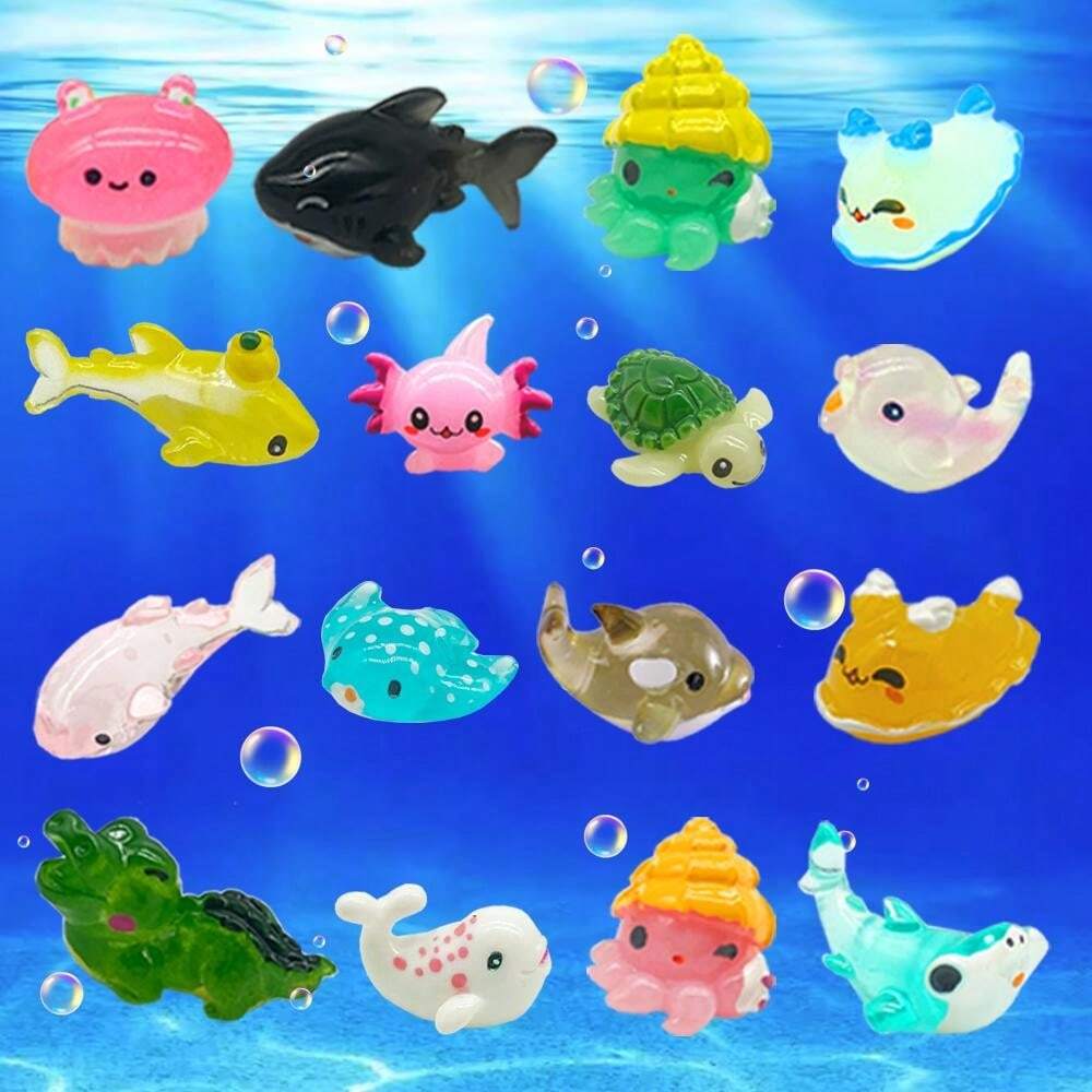 32 PCS Ocean Themed Mini Resin Axolotl Miniature Animals Figurine, Tiny ...