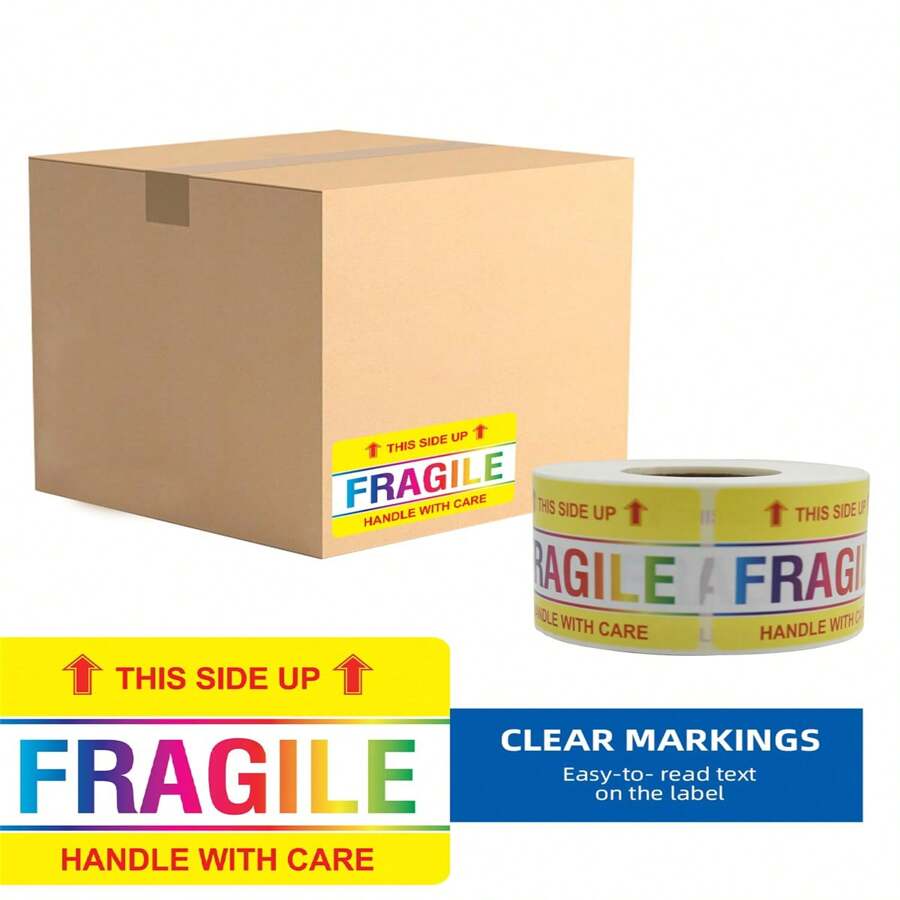 2x3 Fragile Shipping Stickers 500pcs Colorful Handle With Care Warning ...