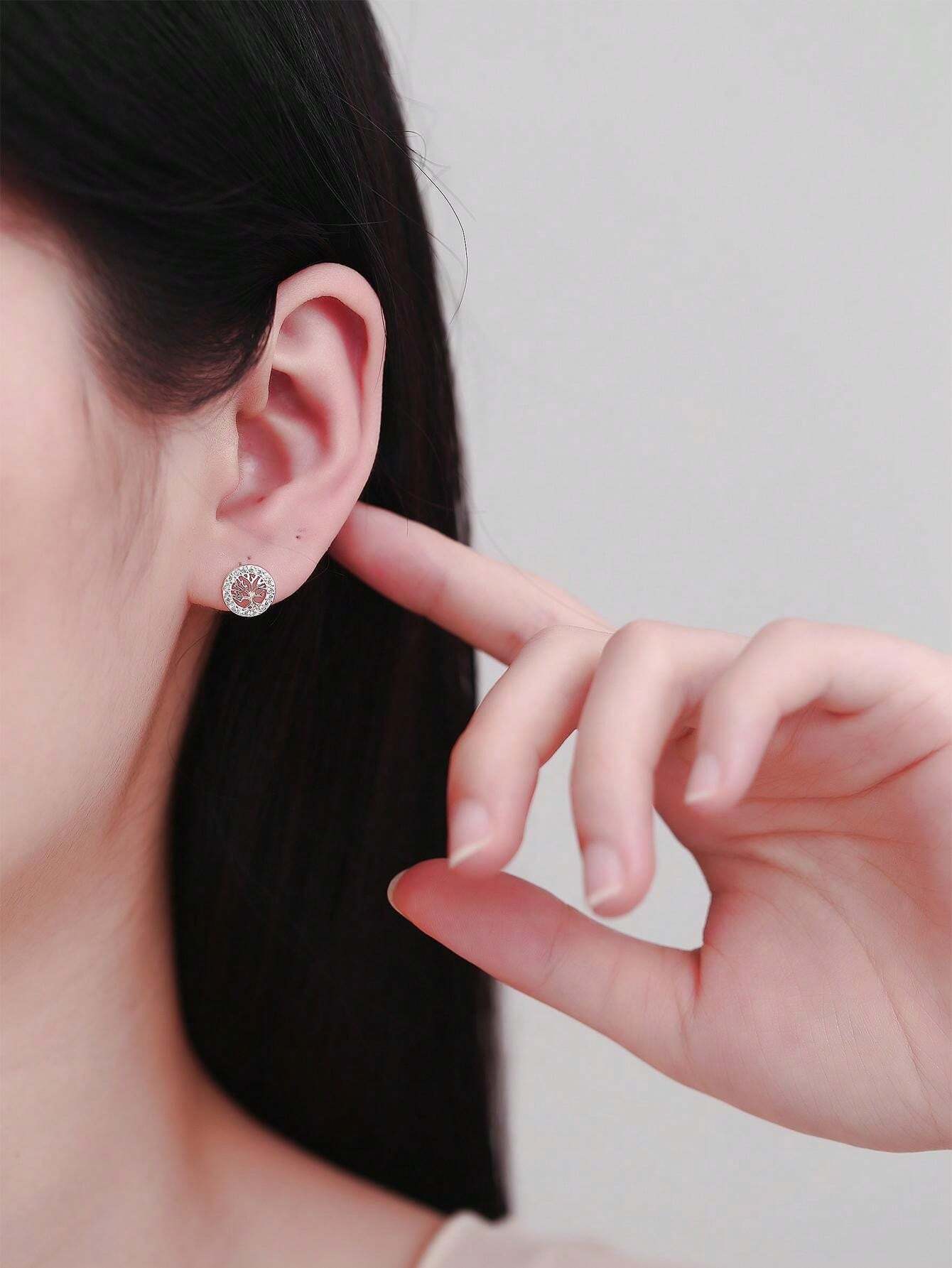 1 paire de petits clous d'oreilles élégants, à la mode et mignons ...