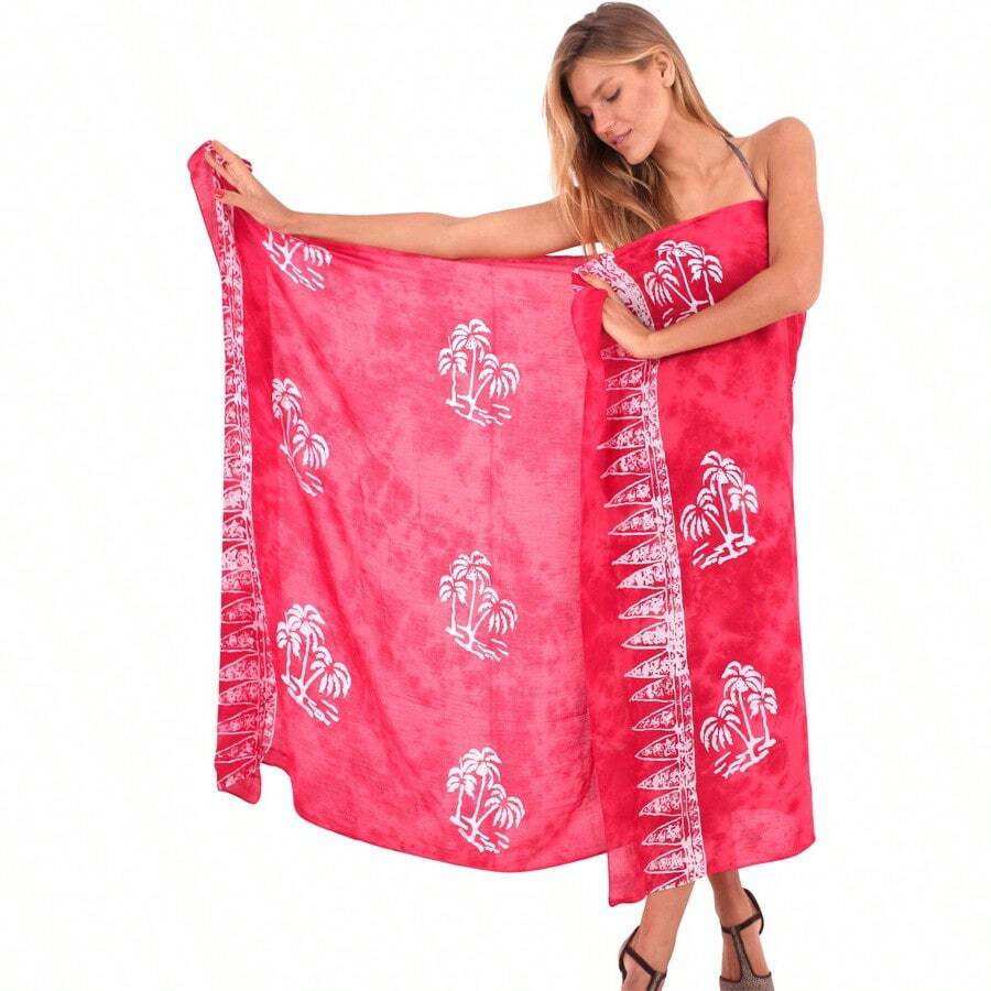 LA LEELA Women's Vacay Skirt Cover Up Dashiki Beach Summer Batik Pareos ...