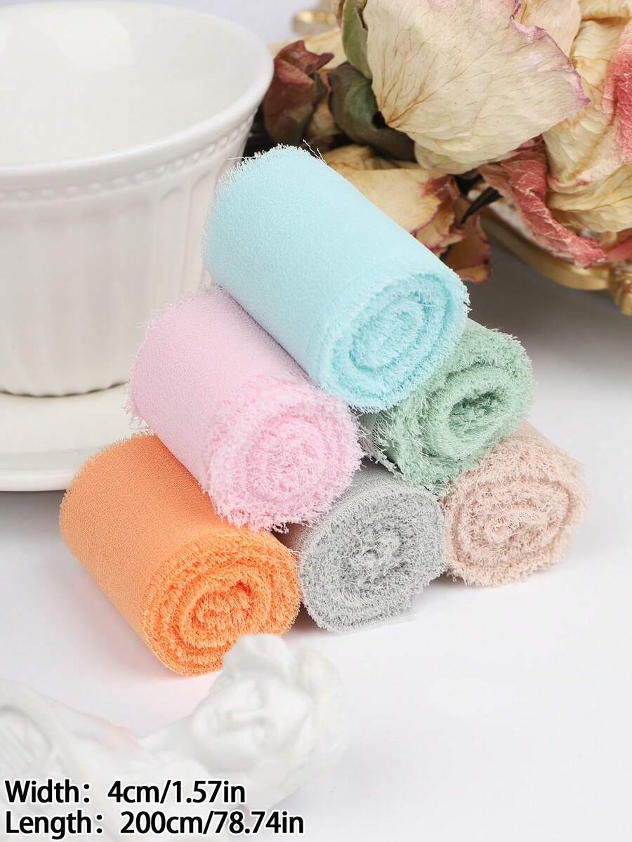 6pcs Hand-Torn Lace Edge Chiffon Silk Ribbon For Wedding Invitations ...
