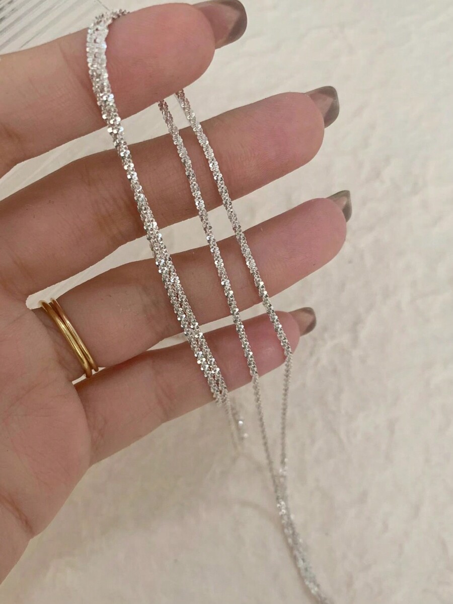 One Simple Silver Plated Copper Shiny Sparkling Single Layer Sexy Waist ...