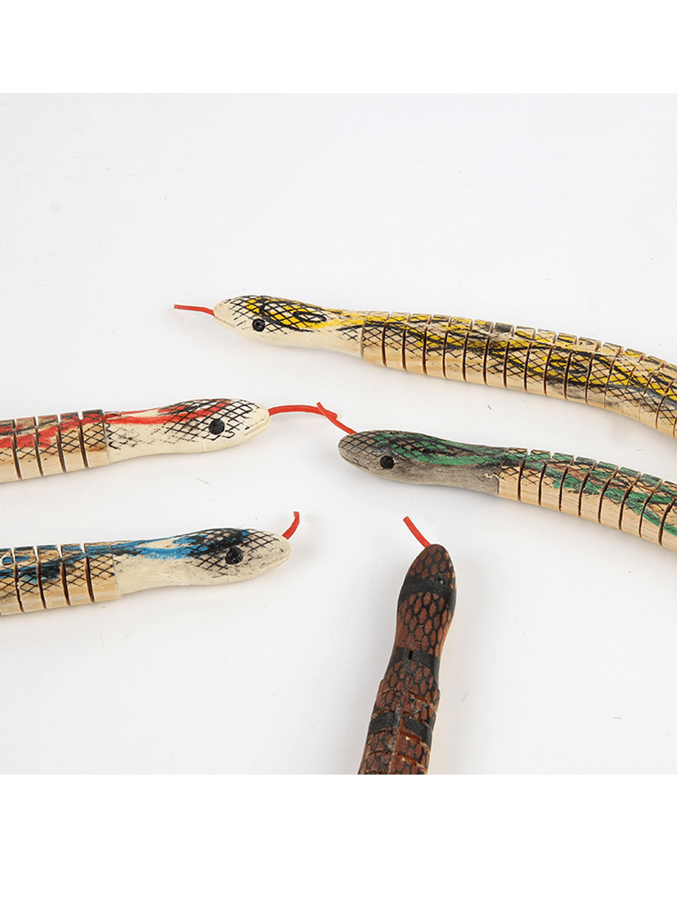 1 Pc Wooden Simulation Animal Snake Model Toy 50cm Round Head Snake ...