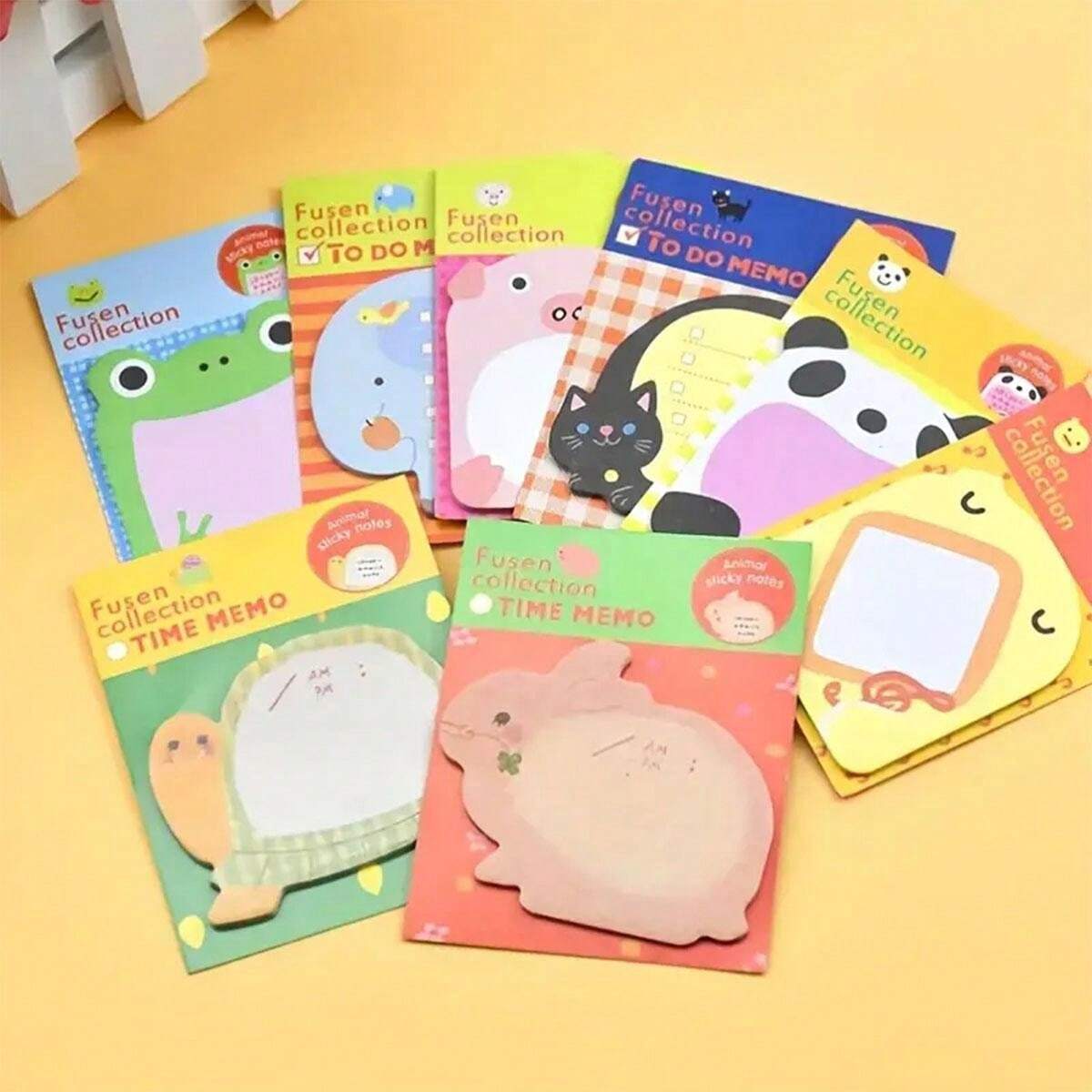 8 Types/160 Sheets Animal Shaped Sticky Notes, Creative Animal Design ...