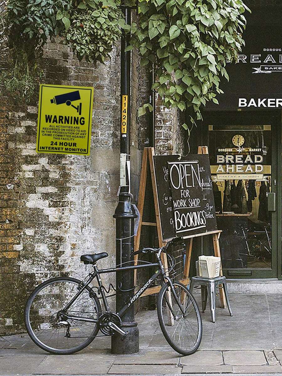 10pcs English Warning Signs, Monitoring Warning Signs, Sun Protection ...