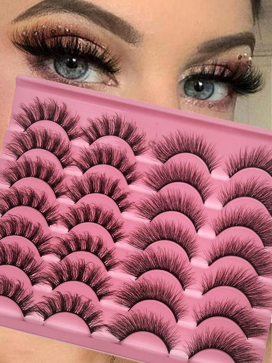 14 Pairs Natural Style False Eyelashes Set Cat Eye Faux Eyelashes Super ...