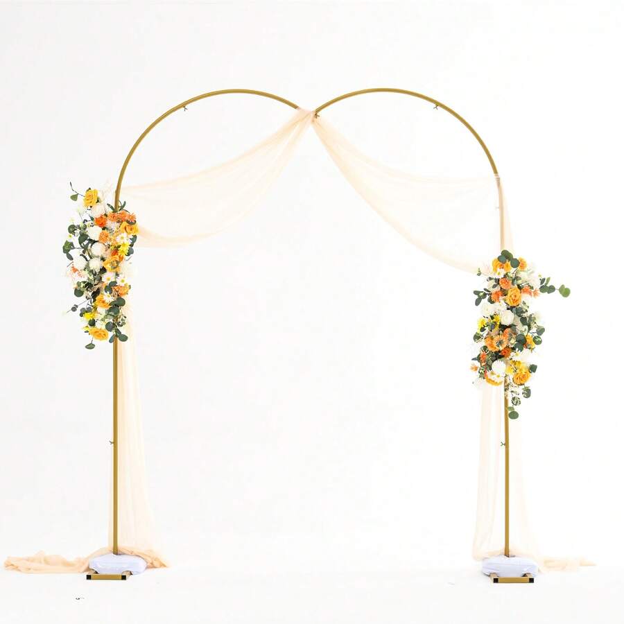 7.8FT Heart Arch Wedding Backdrop Stand,Gold Flower Heart Arch Stand ...