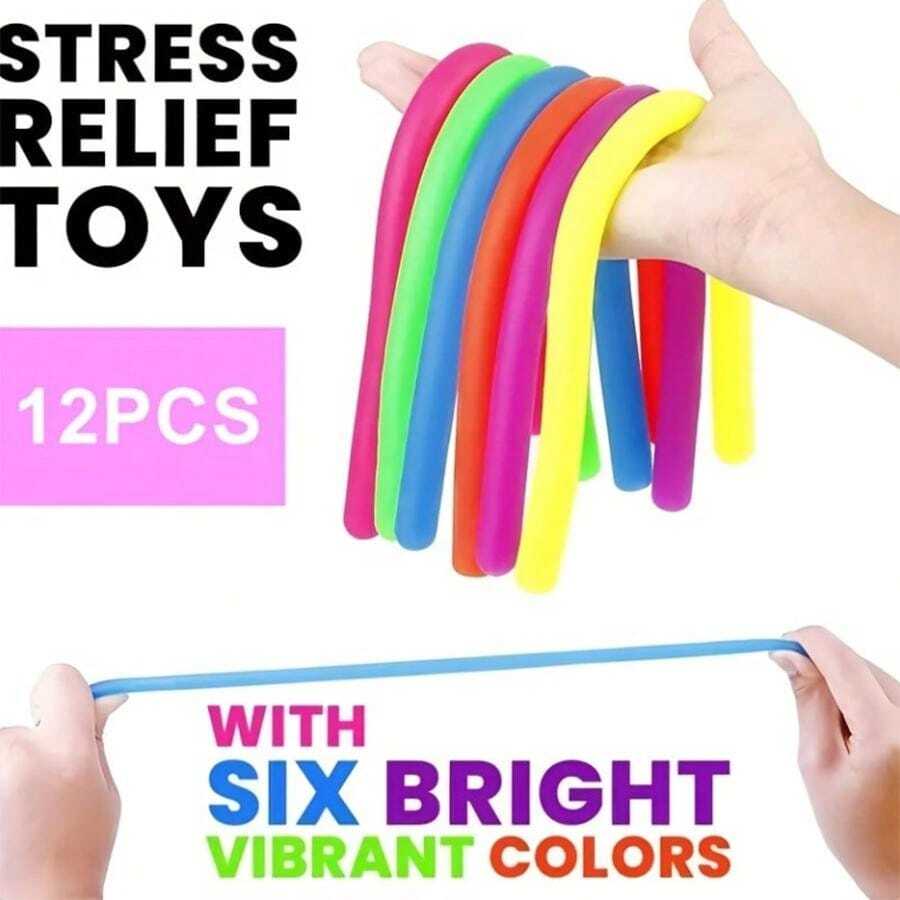 12pcs Stress Relief Toys, Including Soft Rubber Elastic Strings And ...