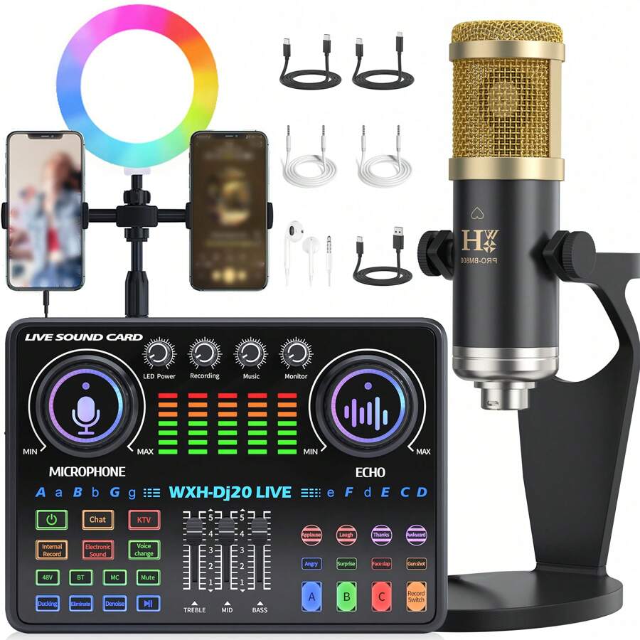 DJ20 Professional Audio Mixer Live Streaming Equipment Set Studio ...