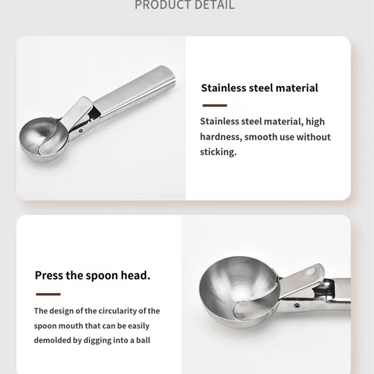 Stainless Steel Ice Cream Spoon Creative Ice Cream Spoon Rebound ...