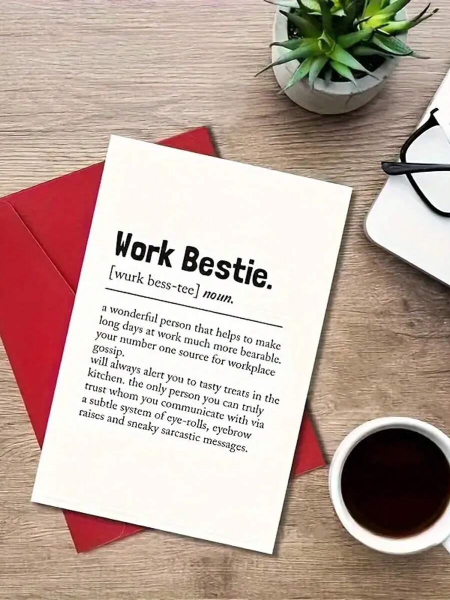 1pc Card For Your Best Work BFF, Funny Birthday Greeting Card For ...