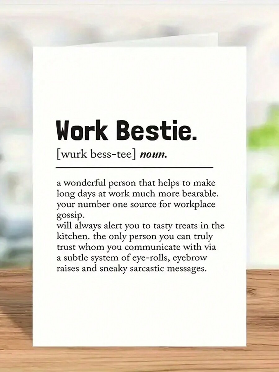 1pc Card For Your Best Work BFF, Funny Birthday Greeting Card For ...