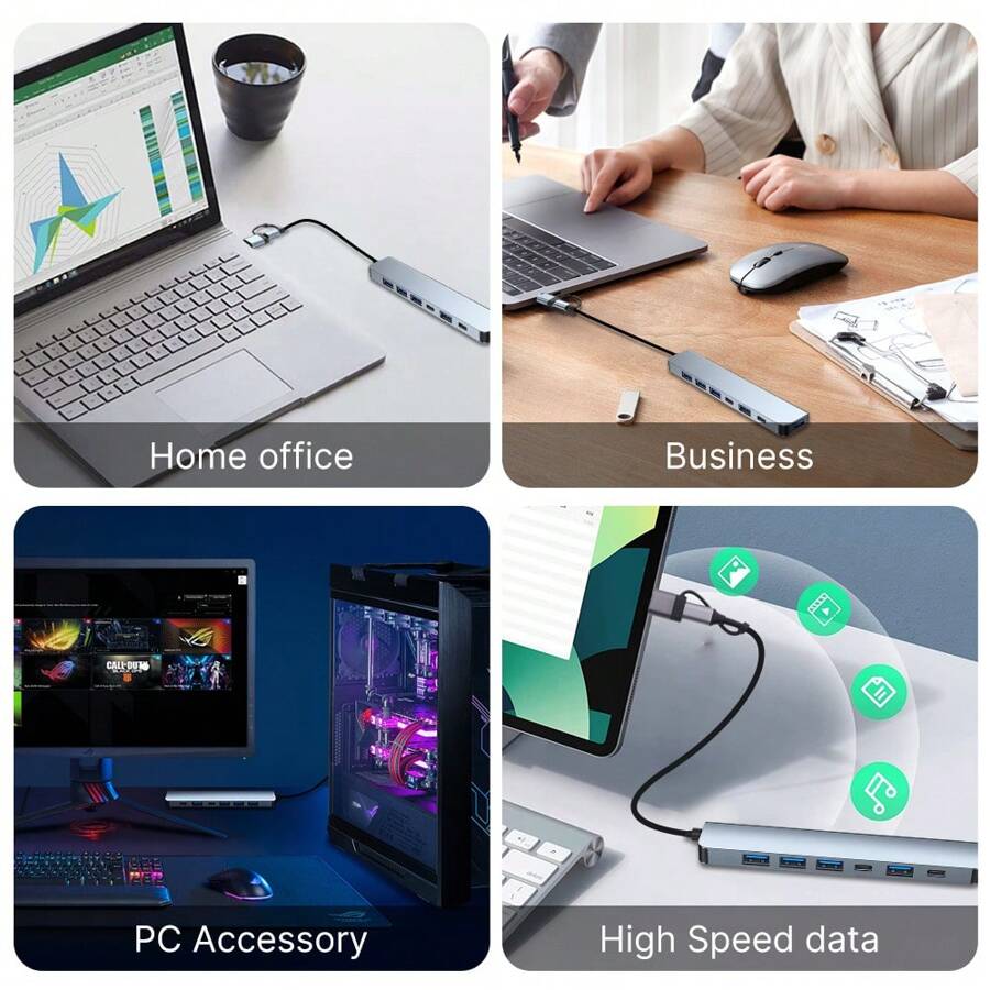 Hub USB C, Splitter USB 7 in 1, Estensore USB, Adattatore multiporta ...