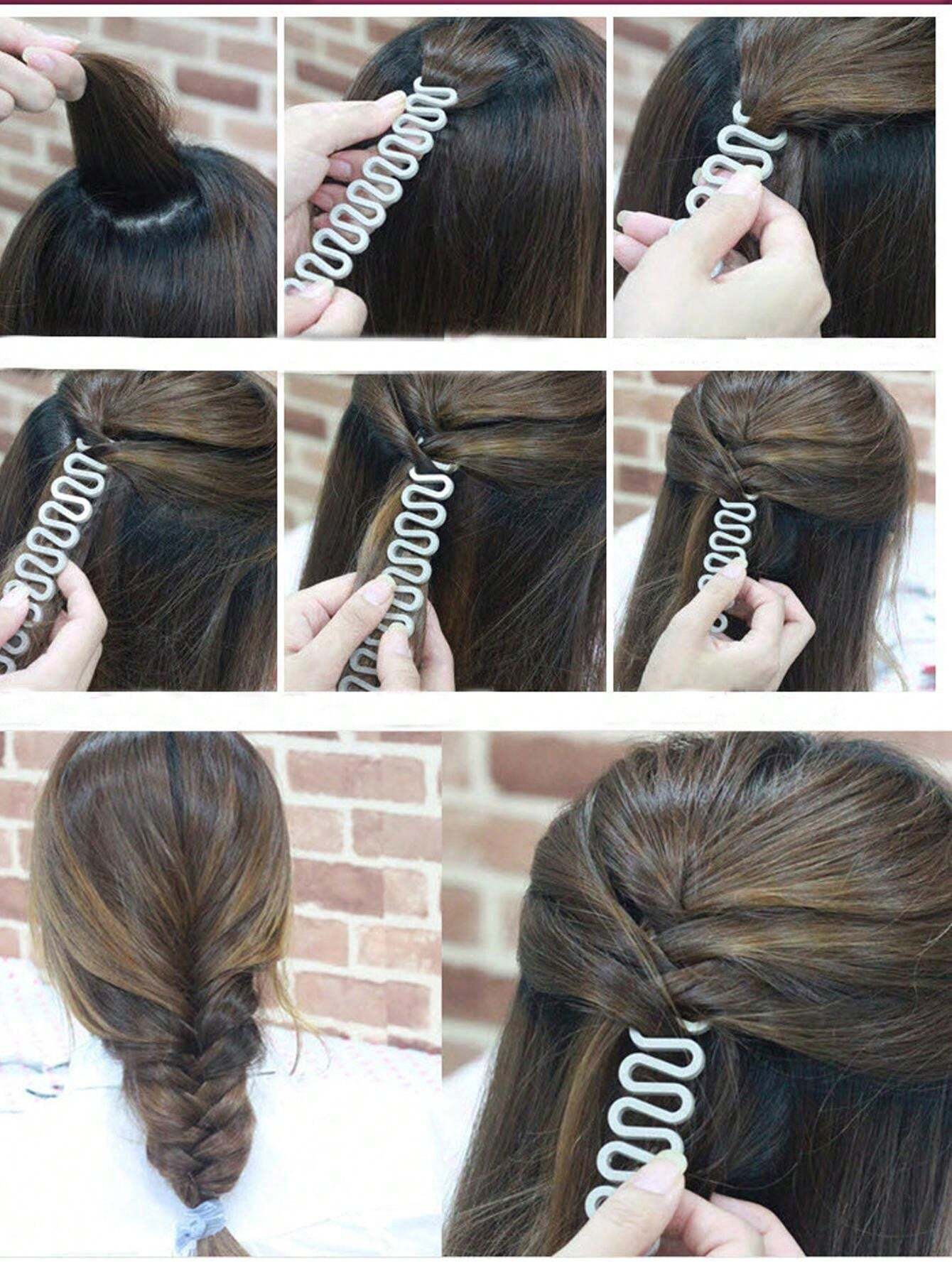 2pcs Easy-To-Use Fishbone & Wavy Hair Braiding Tools, Centipede Braid ...