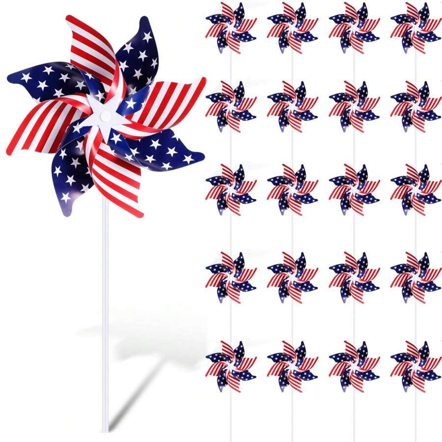 10Pcs 8 Inch American Flag Patriotic Pinwheels Independence Day ...