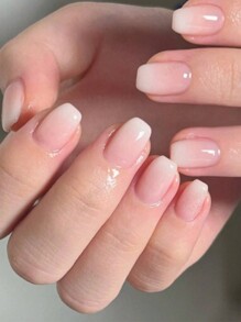 24pcs Short Square Shape Nail Tips With Minimalist Color Block & Fun ...