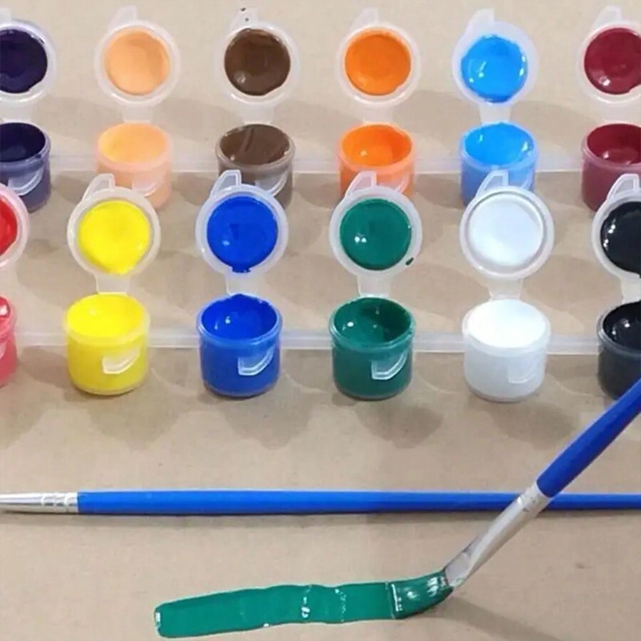12 Colors Paints + 2 Brushes School Supplies School Kids,Things For ...