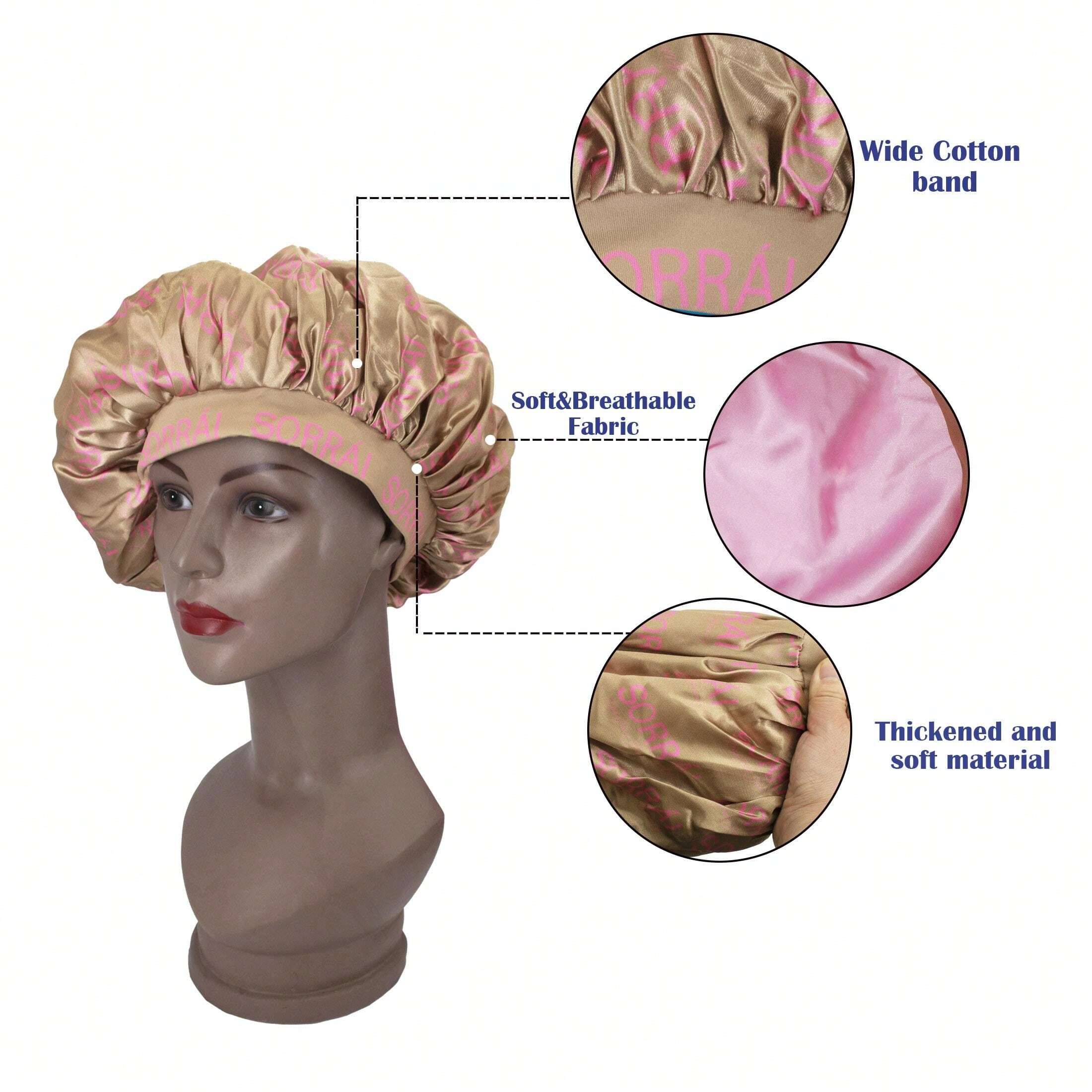 Double-Sided Satin Bonnet With Soft Elastic Band Comfortable Sleeping ...